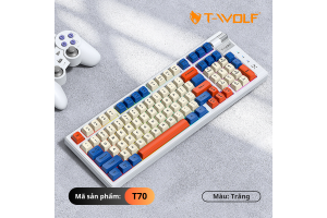 Keyboard phím cơ T-wolf T70 (Trắng) Chính Hãng